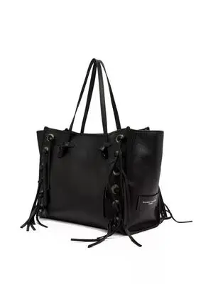 GIANNI CHIARINI Marcella Leather Tote Bag With Fringe Detail - Black
