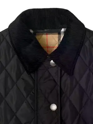 Burberry Cropped Quilted Jacket With Corduroy Collar - Black