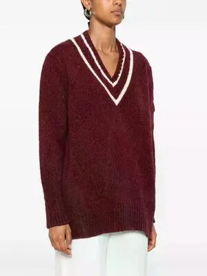 Moncler V-neck Sweater - Red