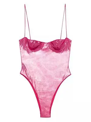 Oseree Metallic-finish One-piece Swimsuit - Pink