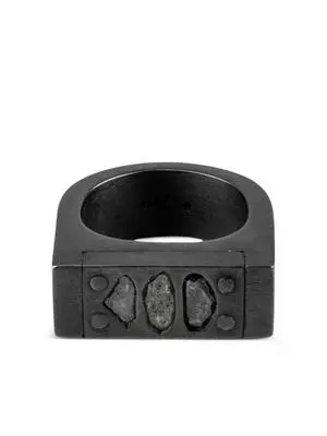 PARTS OF FOUR Plate Single Three-diamond-slab Ring - Silver