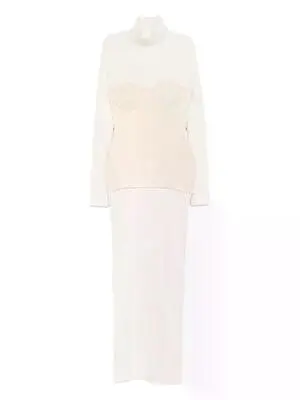 JEAN PAUL GAULTIER Ribbed-knit Corset Dress - Neutrals