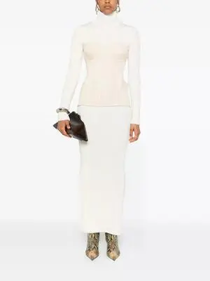 JEAN PAUL GAULTIER Ribbed-knit Corset Dress - Neutrals
