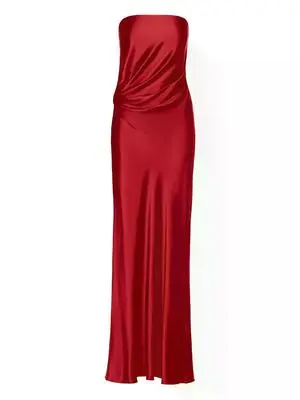 THE SEI Strapless Silk Maxi Dress - Red