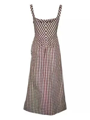 Lela Rose Gingham-Check Midi Dress - Brown | Editorialist