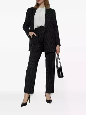 Max Mara Pinstripe Wool Trousers - Black