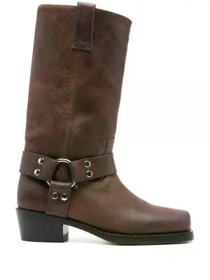 Paris Texas 45mm Buckle-strap Leather Mid-calf Boots - Brown
