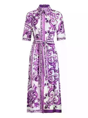 Dolce & Gabbana Majolica-print Midi Shirt Dress