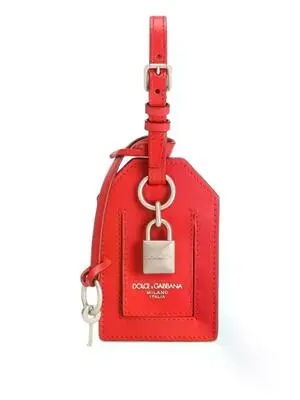 Dolce & Gabbana Leather Tag Keychain - Red