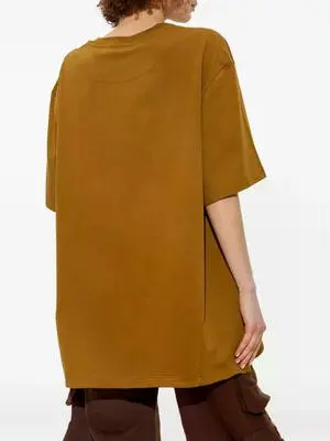 Attico Embroidered T-shirt With Side Slit - Brown