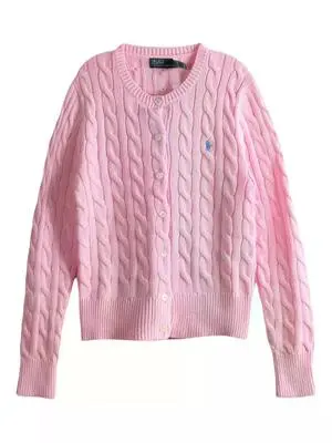 Polo Ralph Lauren Cable-knit Cotton Crewneck Cardigan - Pink