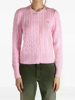 Polo Ralph Lauren Cable-knit Cotton Crewneck Cardigan - Pink