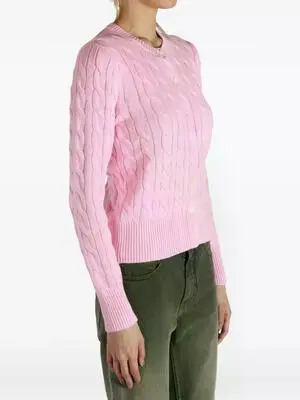 Polo Ralph Lauren Cable-knit Cotton Crewneck Cardigan - Pink