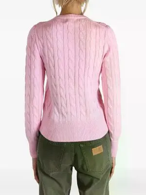 Polo Ralph Lauren Cable-knit Cotton Crewneck Cardigan - Pink