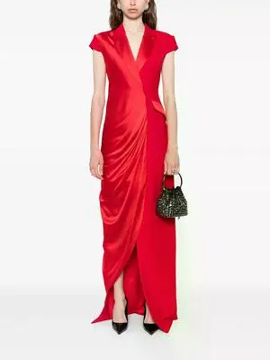 SILK LOVE & LACE Asymmetric Dress - Red