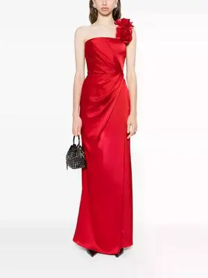SILK LOVE & LACE Asymmetric One-shoulder Dress - Red