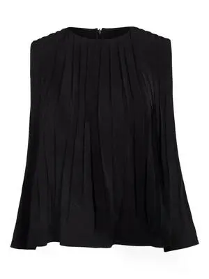 Vince Pleated Round-neck Top - Black