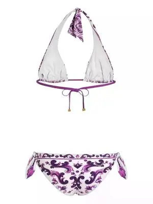 Dolce & Gabbana Maiolica-print Bikini Set - White