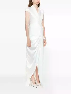 SILK LOVE & LACE Asymmetric Dress - White