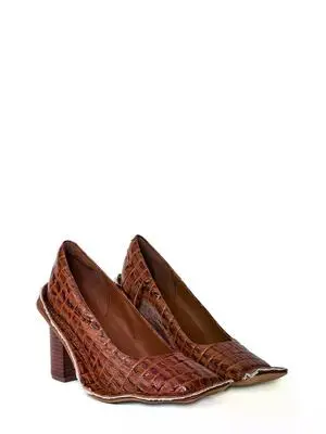 Martine Rose 65mm Crocodile-embossed Block-heel Pumps - Brown