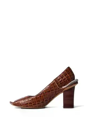 Martine Rose 65mm Crocodile-embossed Block-heel Pumps - Brown
