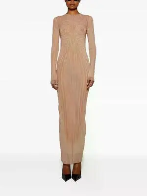 JEAN PAUL GAULTIER Spiral-print Mesh Maxi Dress