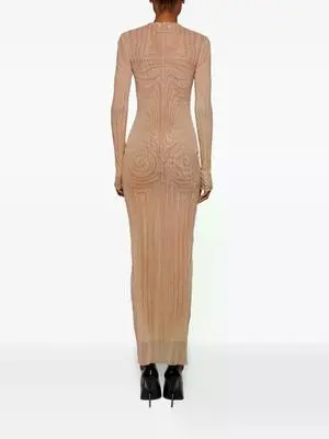 JEAN PAUL GAULTIER Spiral-print Mesh Maxi Dress