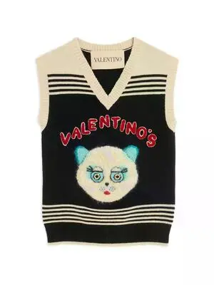 Valentino Garavani Le Chat De La Maison Embroidered Gilet - Black