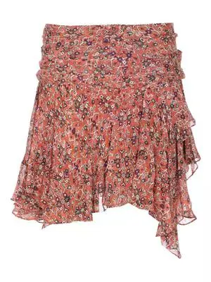 MARANT ETOILE Patterned Mini Skirt With Ruffle Detailing