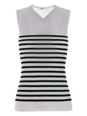 Khaite Striped Sleeveless Top - White