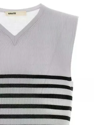 Khaite Striped Sleeveless Top - White