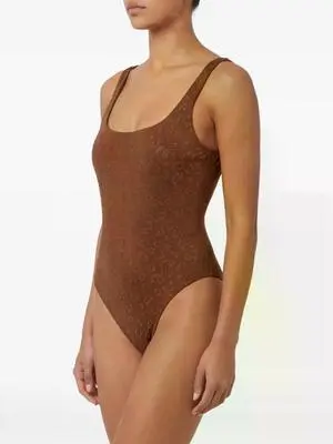 MC2 SAINT BARTH Lora Rhinestone-leopard Swimsuit - Brown