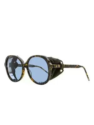 Thom Browne Rounded-square Leatherette-accented Sunglasses