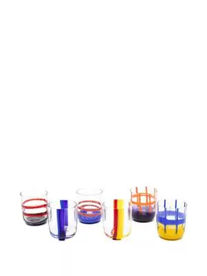 ICHENDORF MILANO Striped Glass Tumblers - Blue