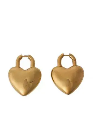 Balenciaga Heart-shaped Hoop Earrings - Gold