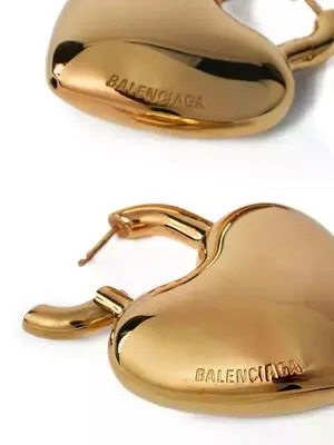 Balenciaga Heart-shaped Hoop Earrings - Gold