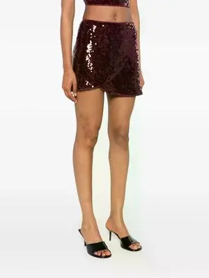 Oseree Sequin-embellished Wrap Skirt - Red
