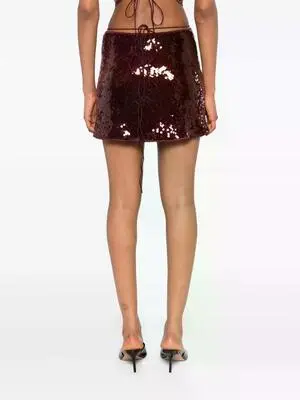 Oseree Sequin-embellished Wrap Skirt - Red