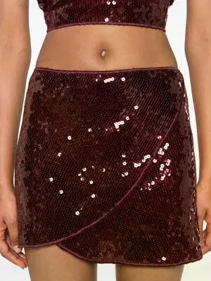 Oseree Sequin-embellished Wrap Skirt - Red