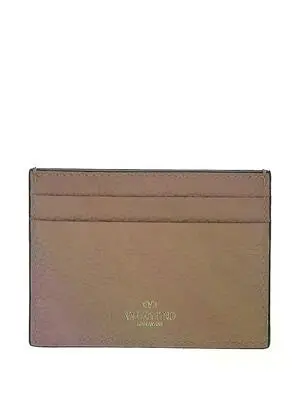 Valentino Garavani Rockstud Leather Card Holder - Brown