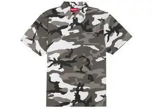 Supreme Washed Camo Polo Shirt - Snow Camo