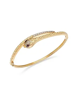 Bloomingdale'S Ruby And Diamond Snake Bangle In 14k Yellow Gold - Red/gold