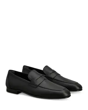 TOD'S Leather Penny Loafers - Black