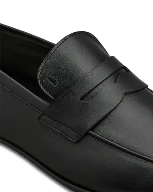 TOD'S Leather Penny Loafers - Black