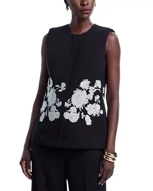 Elie Tahari Isla Embroidered Sleeveless Jacket