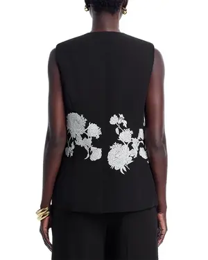 Elie Tahari Isla Embroidered Sleeveless Jacket