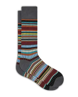 Paul Smith Signature Ribbed Grid Stripe Socks - Anthracite