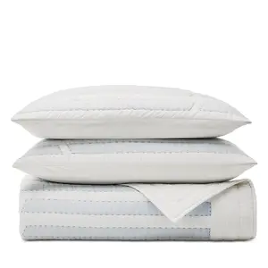 BOLL & BRANCH Shoreline Quilt Set, Full/queen - White/seabreeze