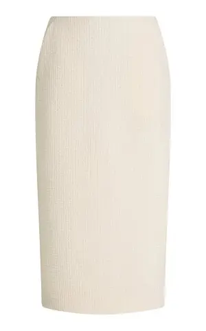 David Koma Bouclé Midi Pencil Skirt - White