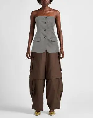 VICOLO Pinstriped Flannel Tube Top - Grey